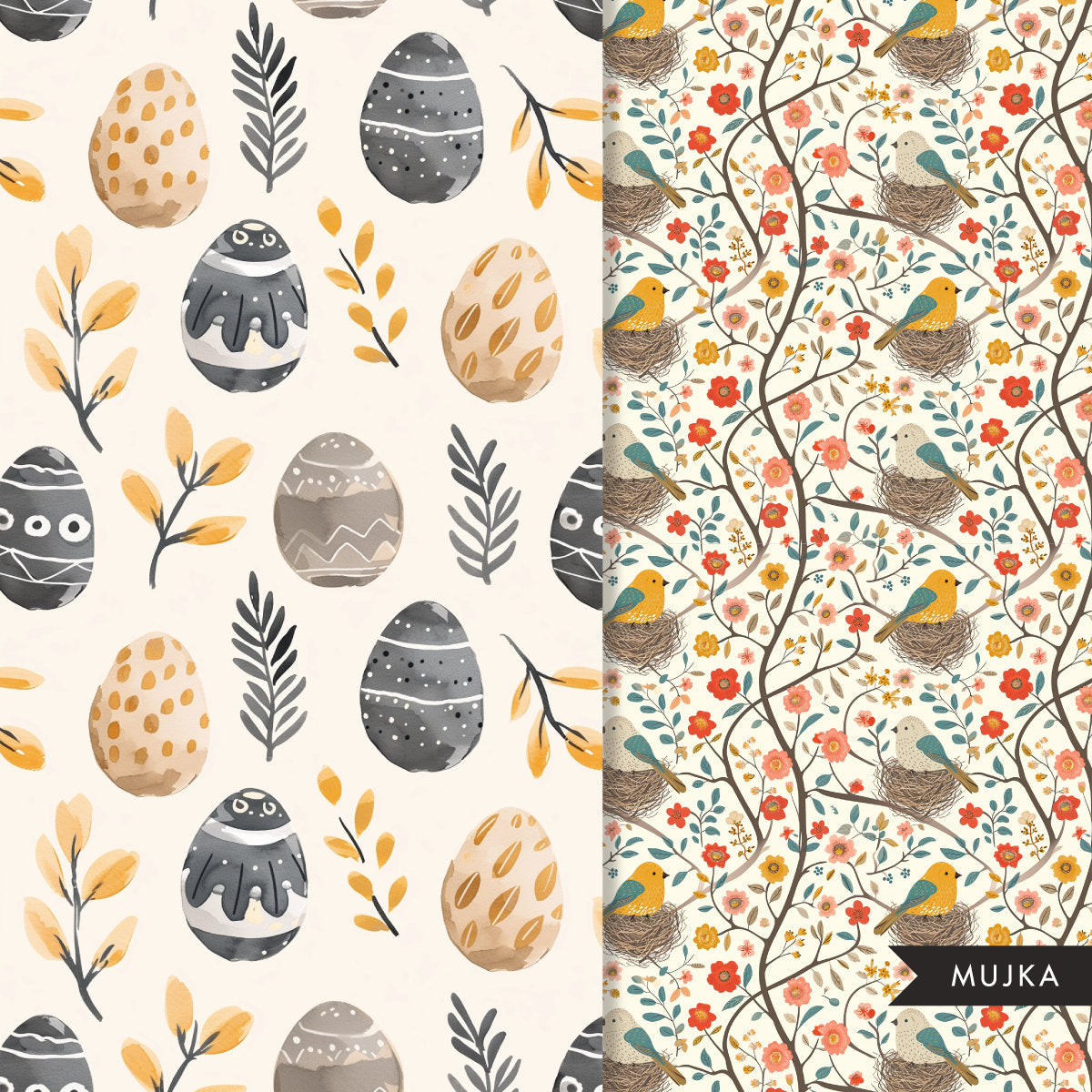 Easter digital papers, Easter egg and florals printable papers, scrapb ...
