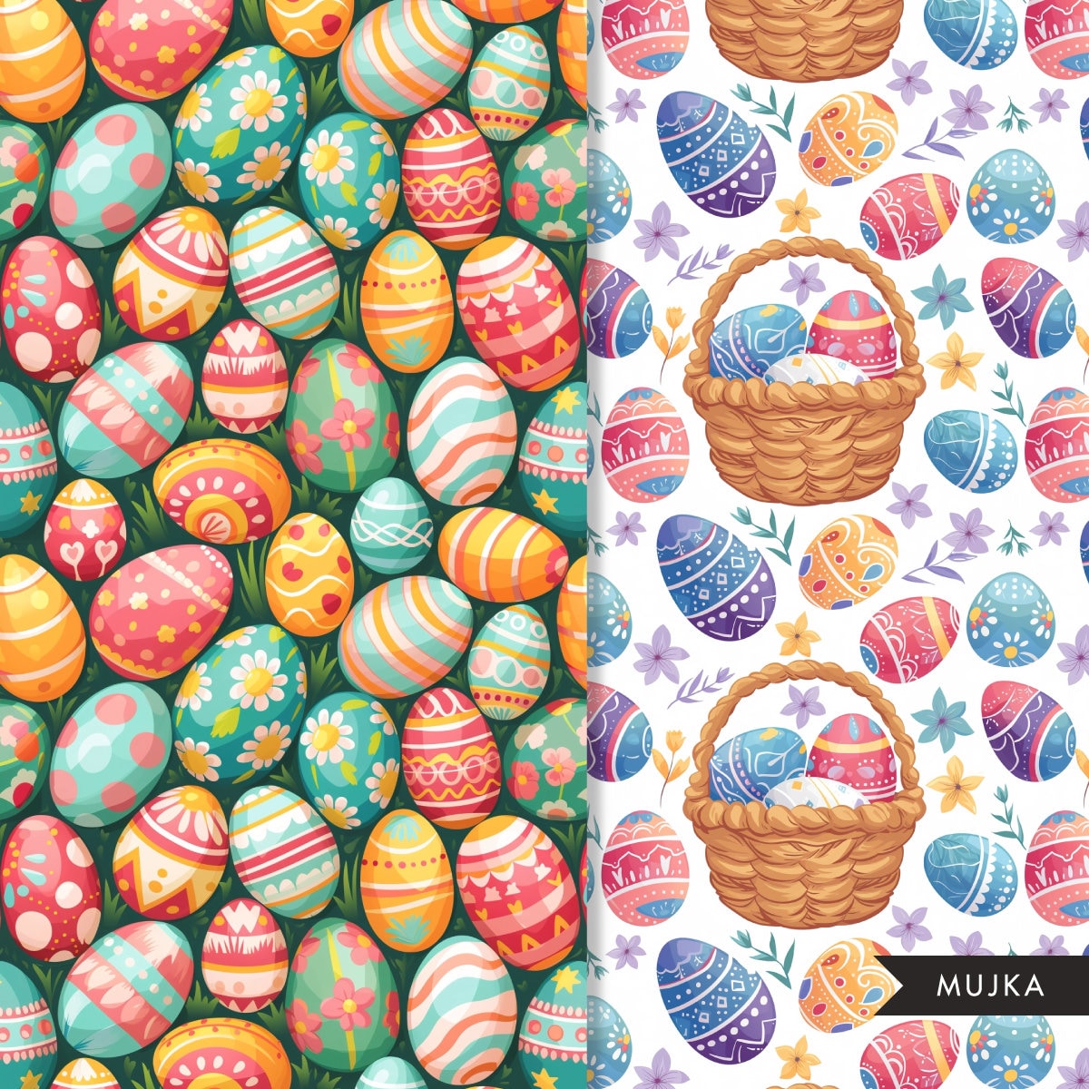 Easter digital papers, Easter egg and florals printable papers, scrapb ...