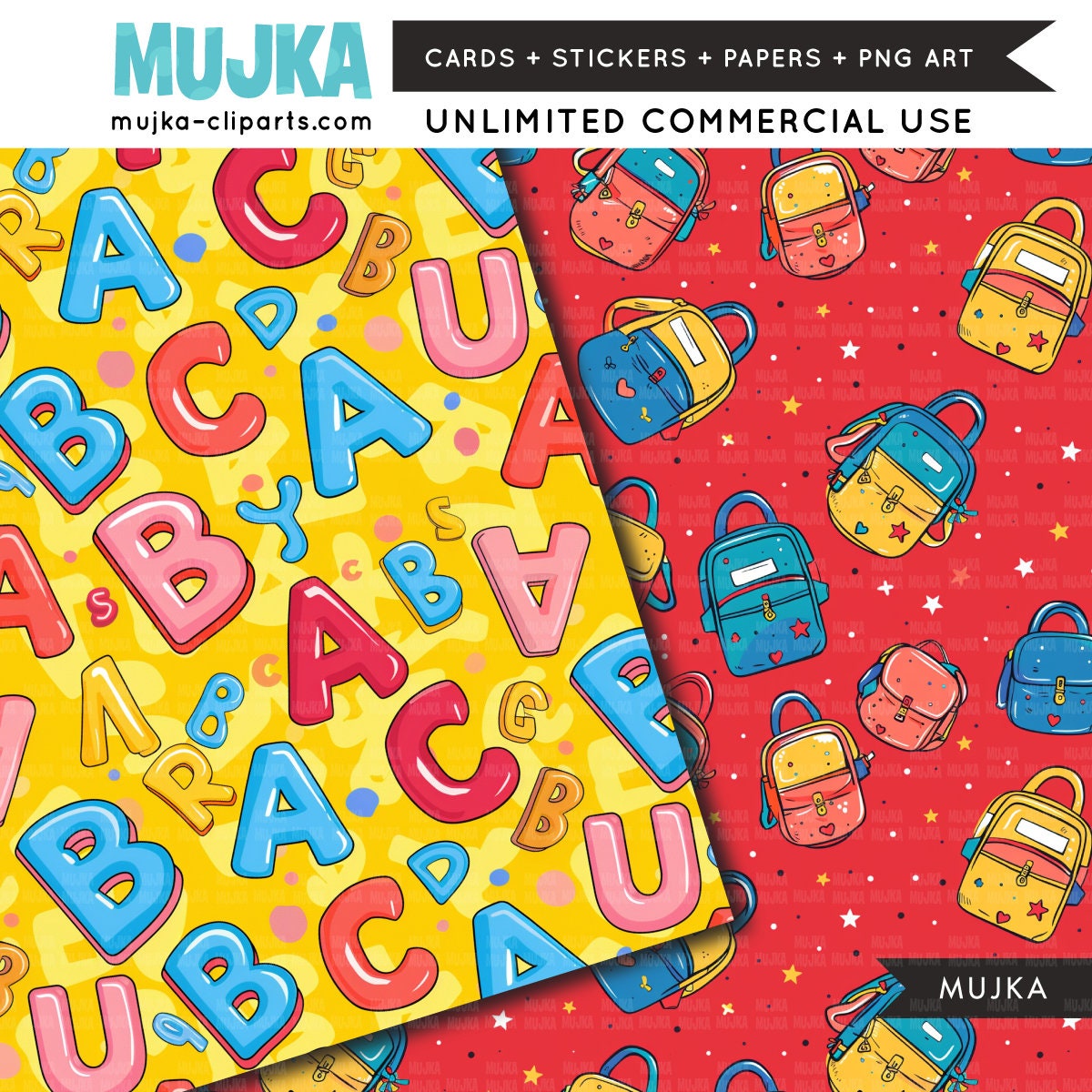 School Digital papers, seamless school patterns, back to school printa ...