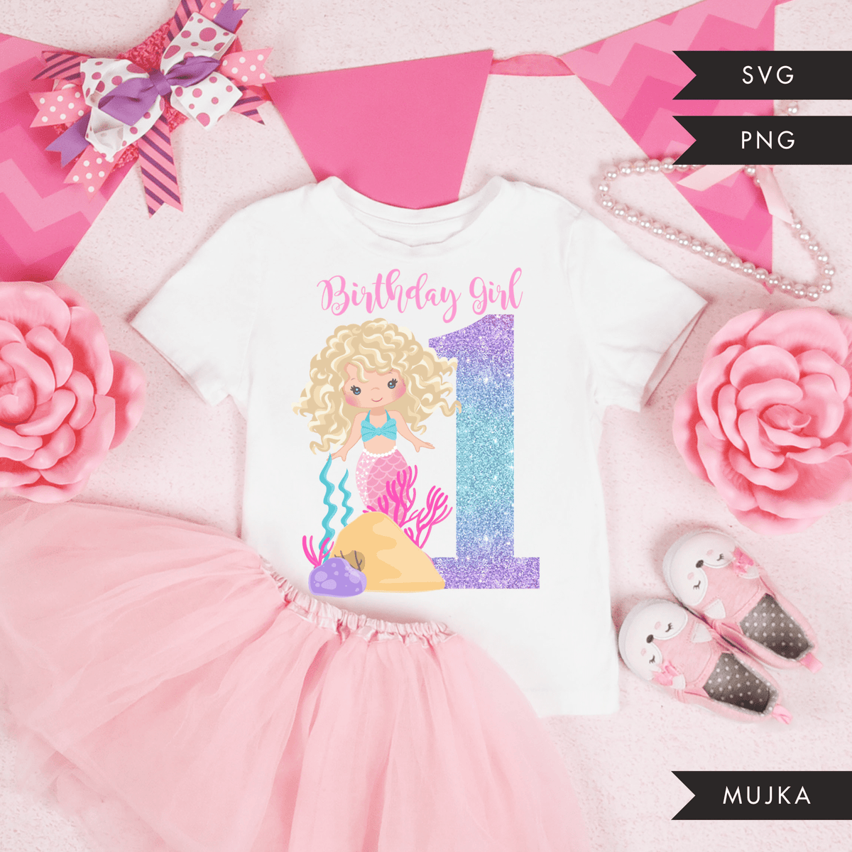 Mermaid Birthday Numbers SVG, PNG cutting files and clipart. Blonde Ra ...