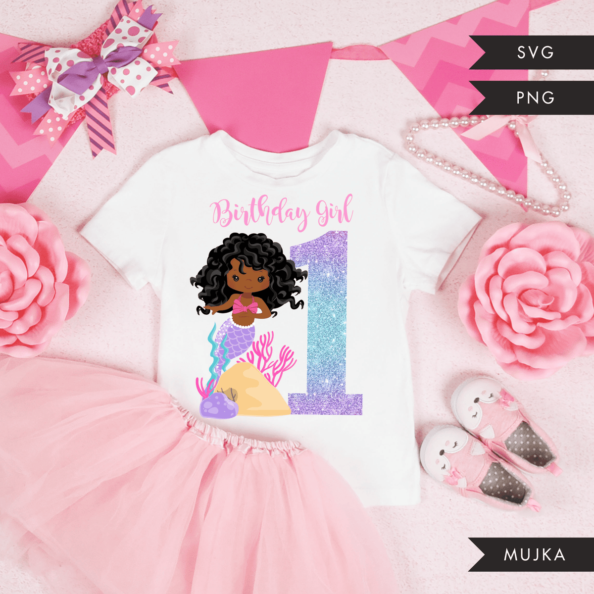 Mermaid Birthday Numbers SVG, PNG cutting files and clipart. Black cur ...