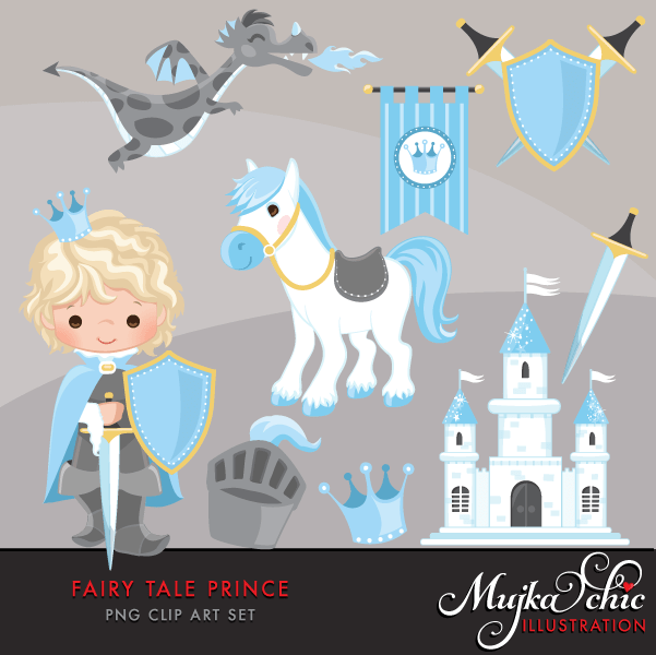 Fairy Tale Clipart Bundle. Princess and prince storybook graphics. Boy ...