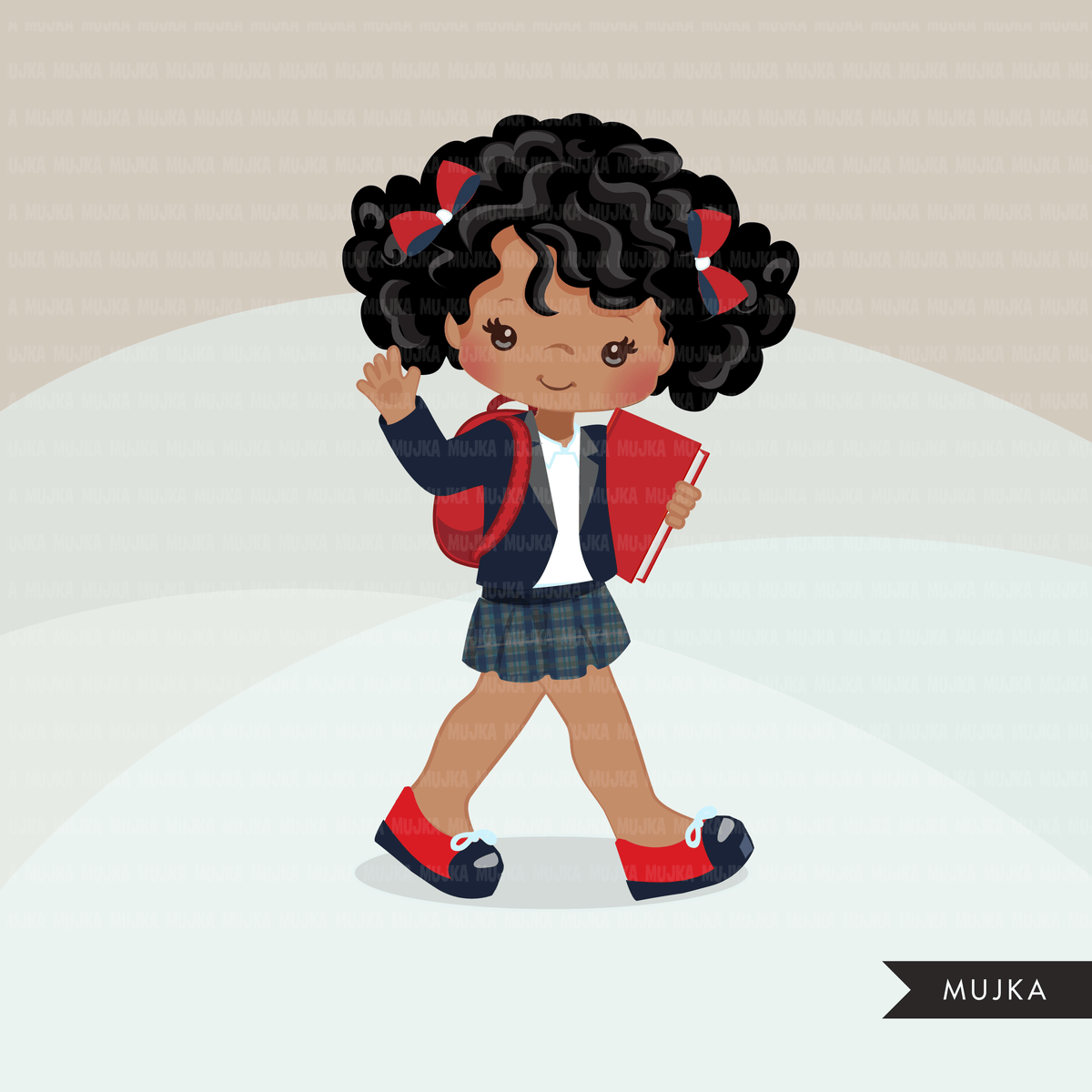 Formal black Student clipart, Black Back to School girl character grap ...