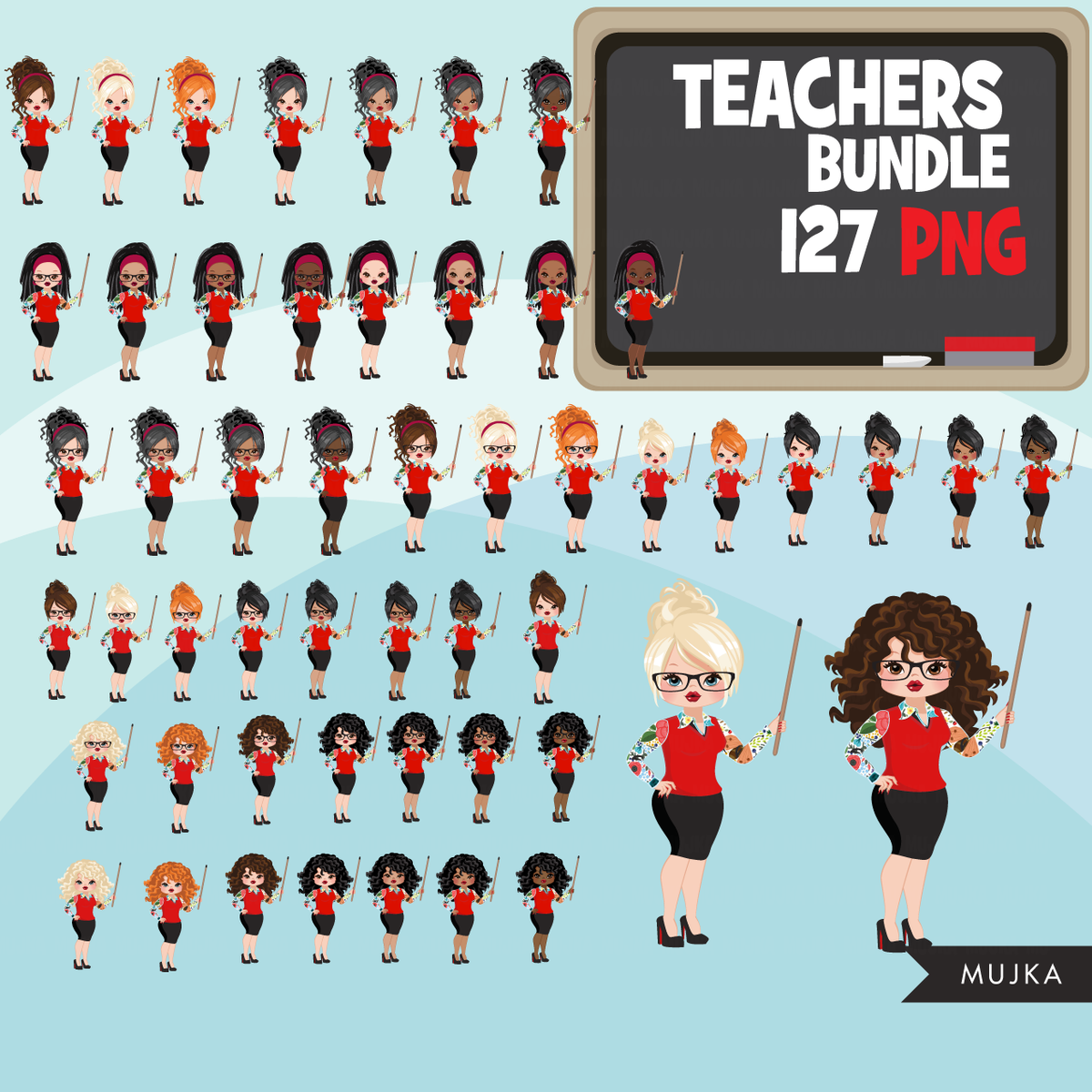 TEACHER CLIPART BUNDLE, School Education PNG, school graphics, male fe ...