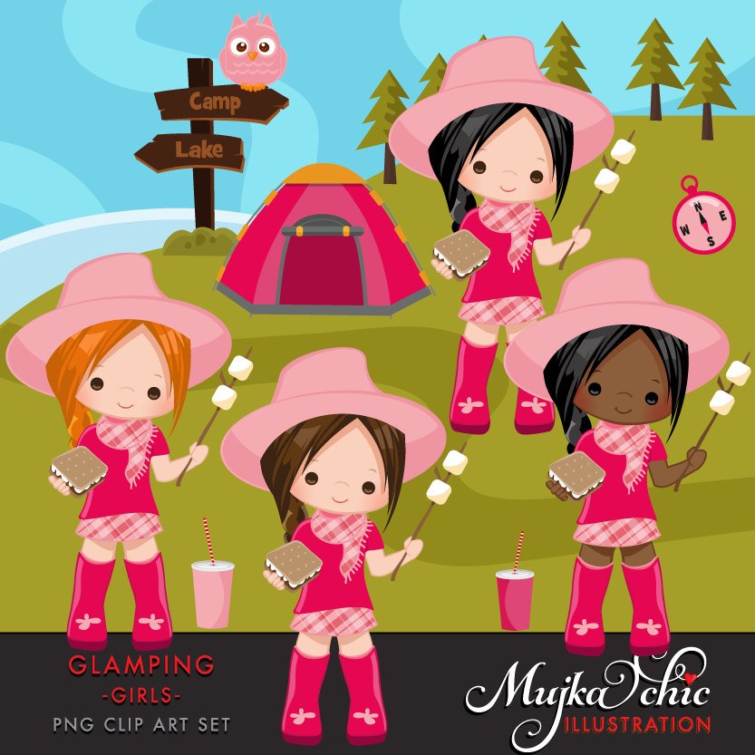 Glamping Clipart for Girls – MUJKA CLIPARTS
