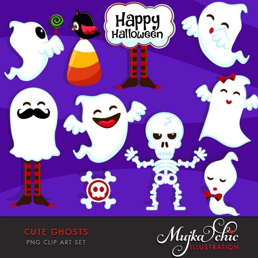 Halloween Cute Ghosts Clipart – MUJKA CLIPARTS