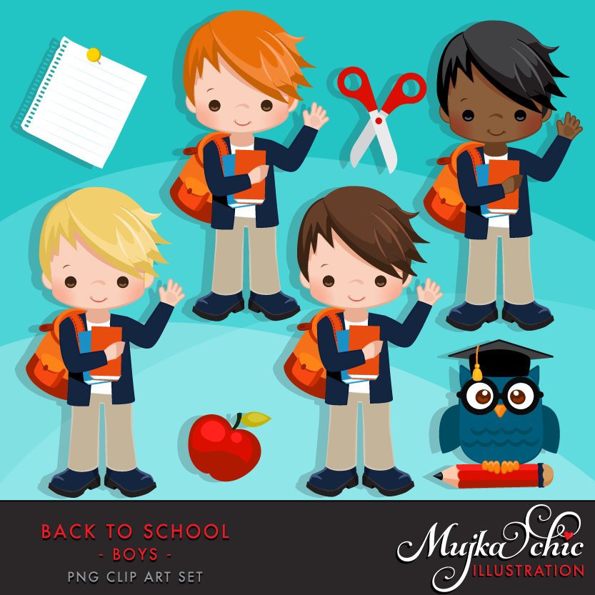 Boy Back to school Clipart – MUJKA CLIPARTS