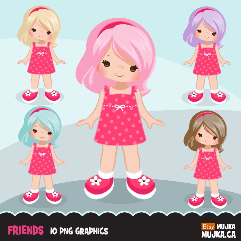 Little girl clipart graphics, friends – MUJKA CLIPARTS