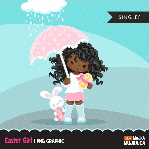 Easter spring clipart black girl – MUJKA CLIPARTS