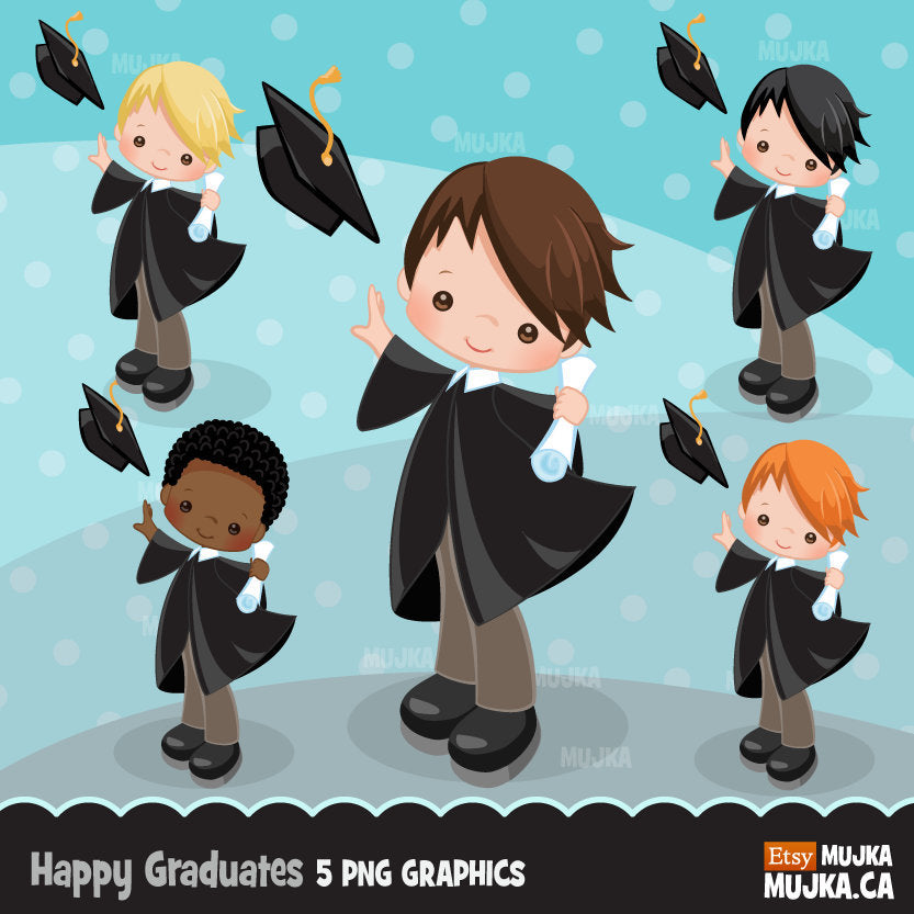 Boy Graduating Clipart. School Graphics – MUJKA CLIPARTS