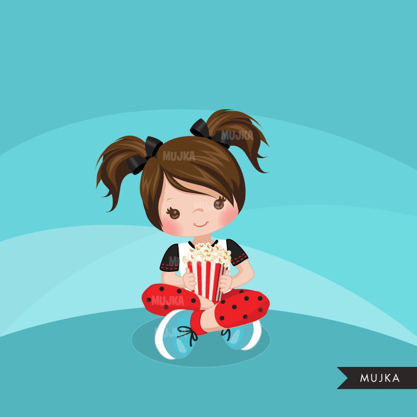 Movie night with girl Clipart – MUJKA CLIPARTS