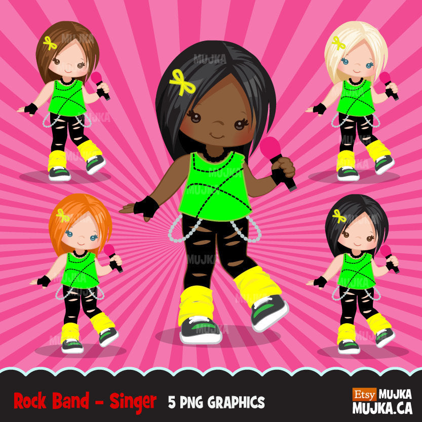 Rockstar Girls Clipart, Singer girl – MUJKA CLIPARTS