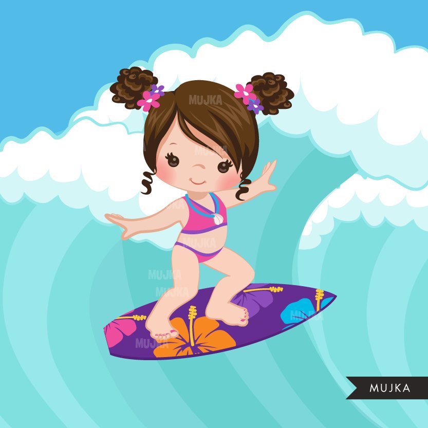 Surfer girls clipart summer – MUJKA CLIPARTS