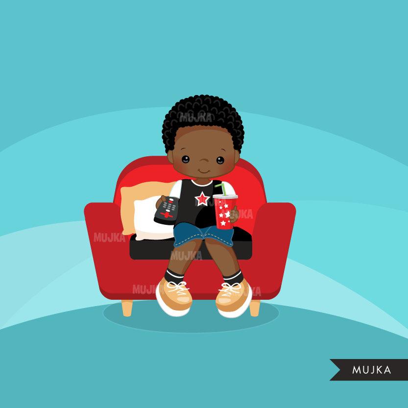 Movie night Clipart, Boy version 2 – MUJKA CLIPARTS