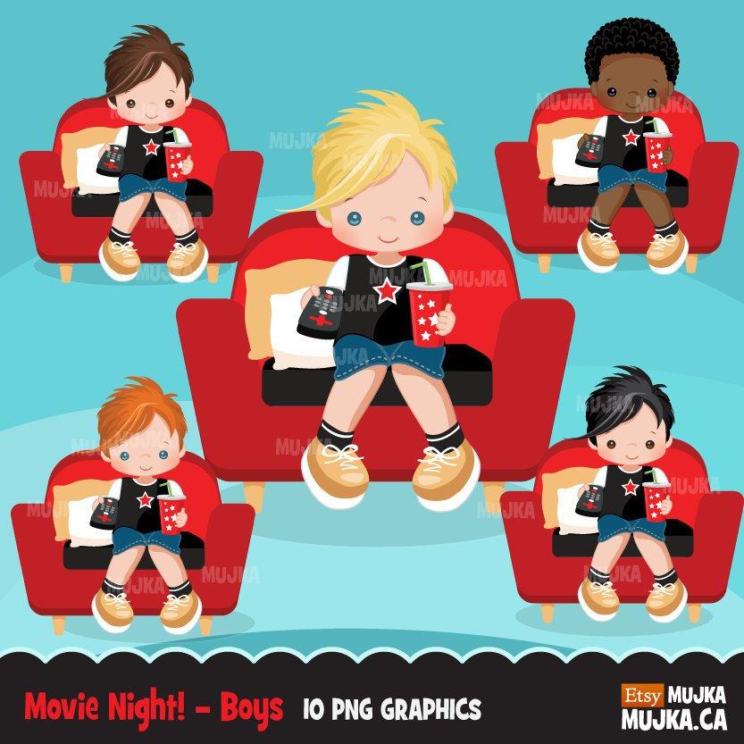 Movie night Clipart, Boy version 2 – MUJKA CLIPARTS