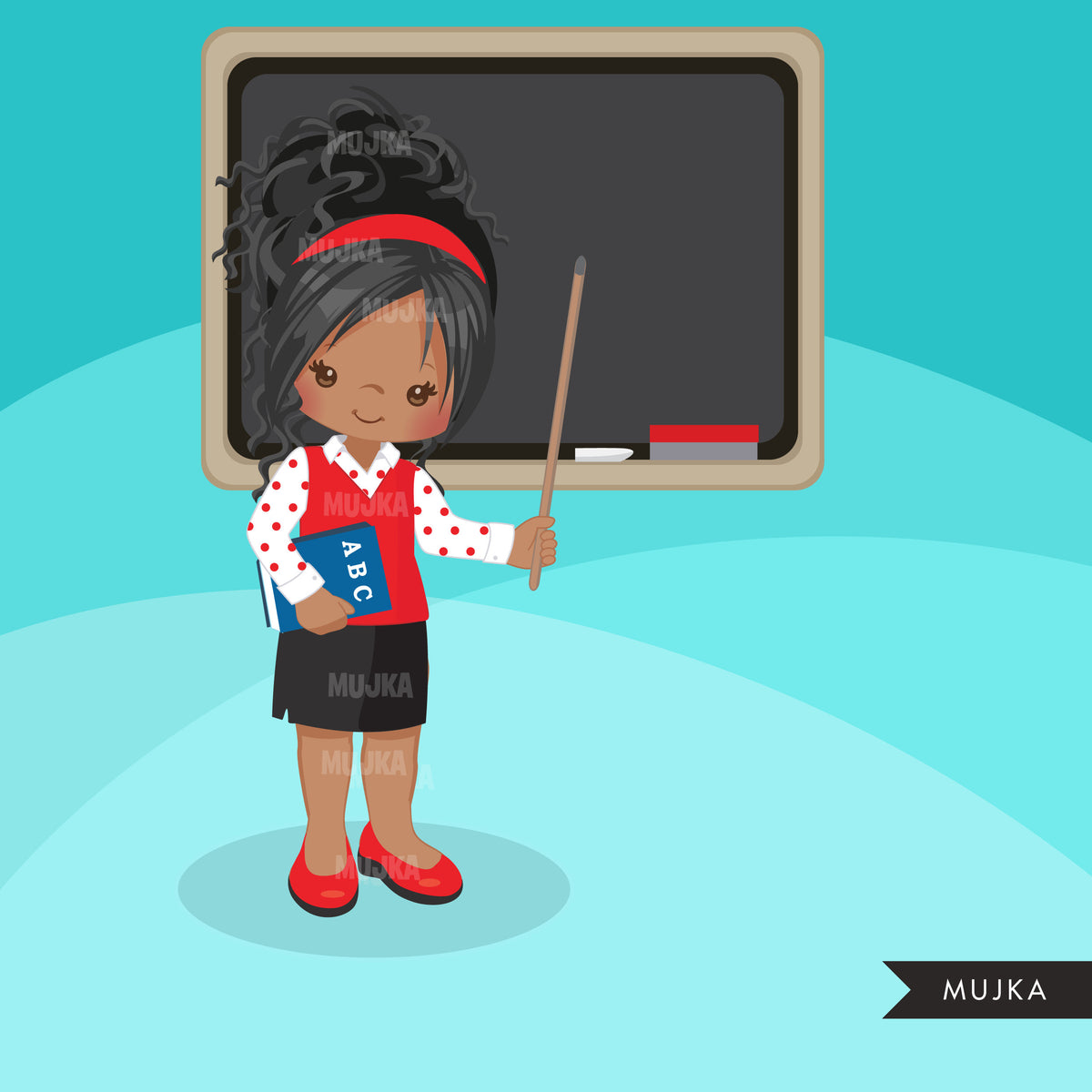 Cute Girl Teacher clipart. School Graphics – MUJKA CLIPARTS