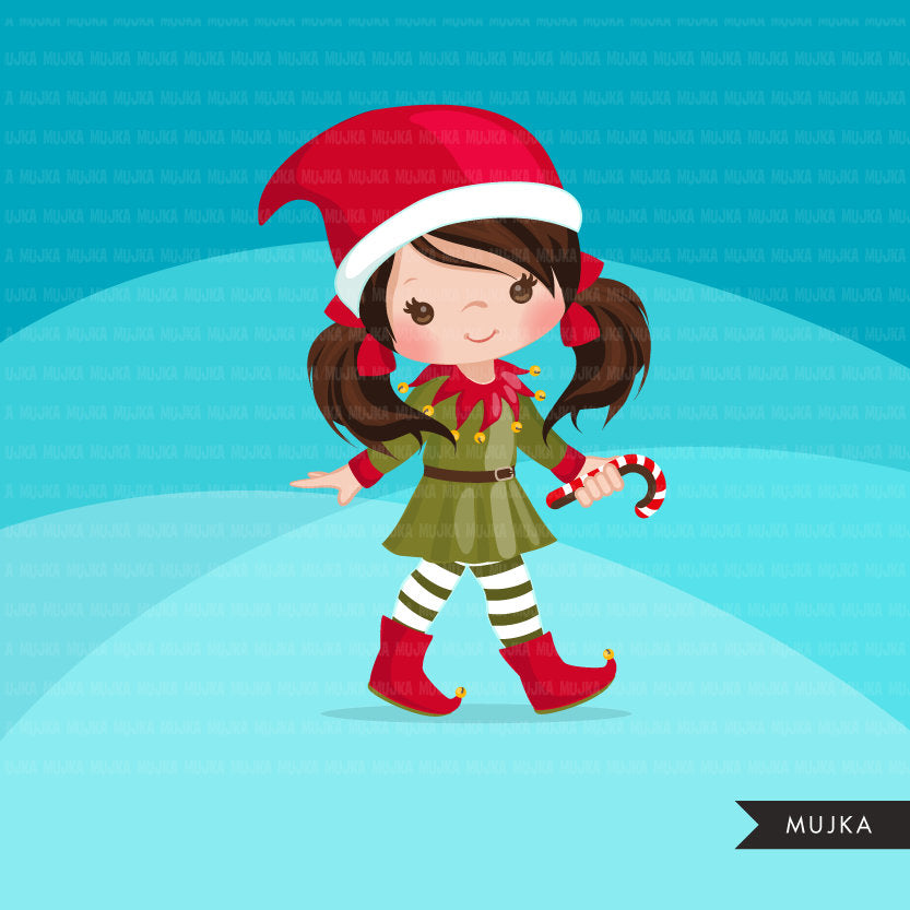 Christmas Girl Elf Clipart – MUJKA CLIPARTS