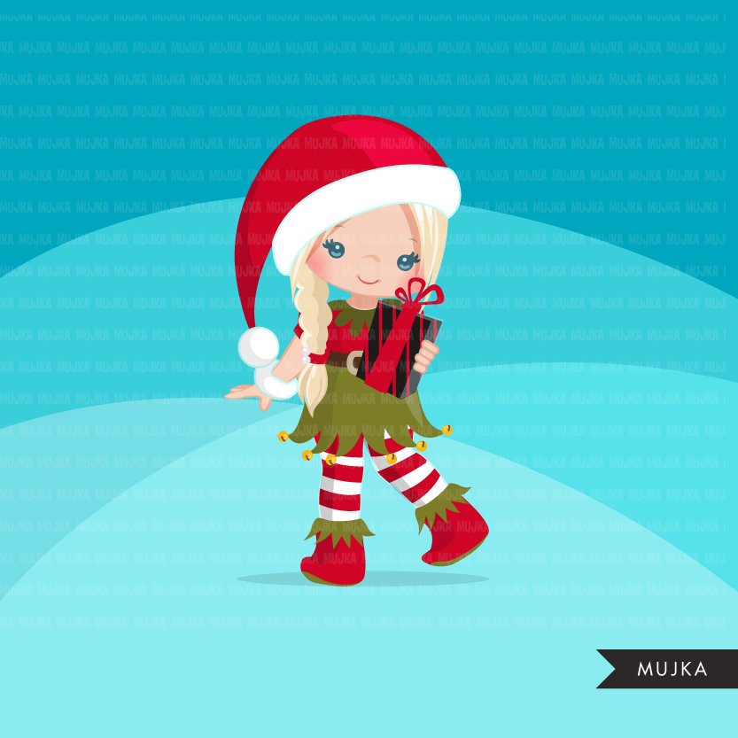 Christmas girl Elf Clipart – MUJKA CLIPARTS