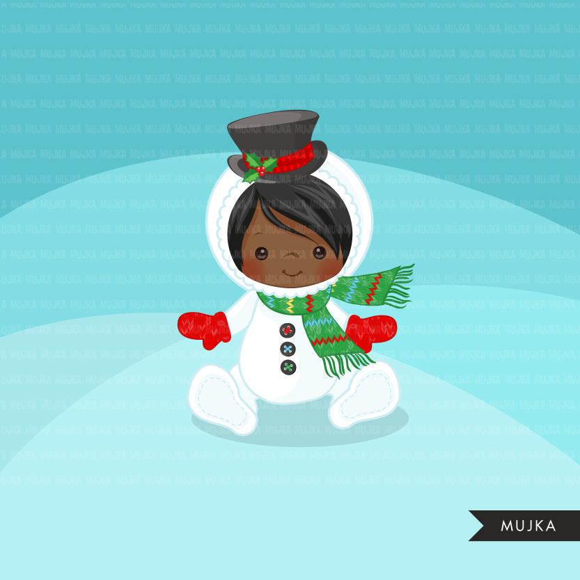 Baby Snowman clipart, Christmas costume – MUJKA CLIPARTS