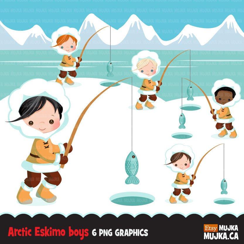 Arctic eskimo boy clipart. Winter graphics – MUJKA CLIPARTS