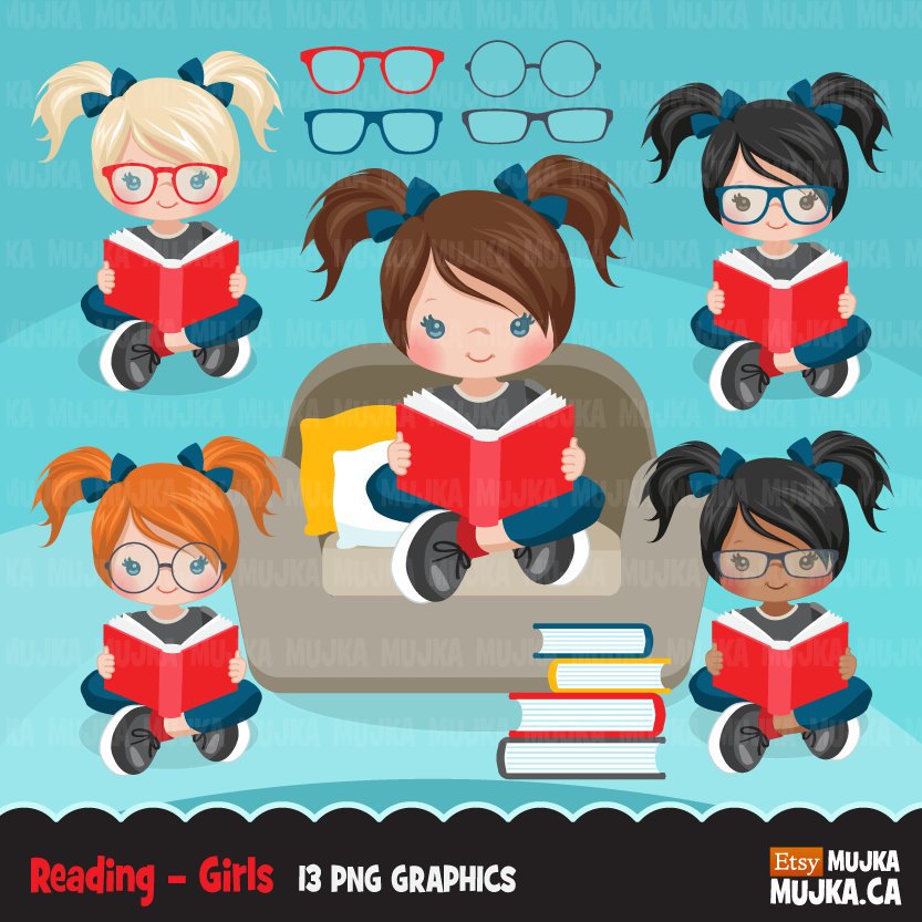 Reading clipart, girl doing school work, school graphics – MUJKA CLIPARTS