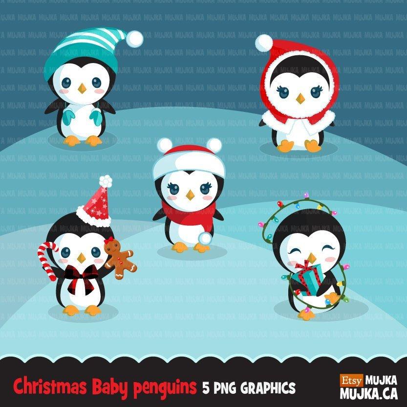 Christmas penguins clipart – MUJKA CLIPARTS