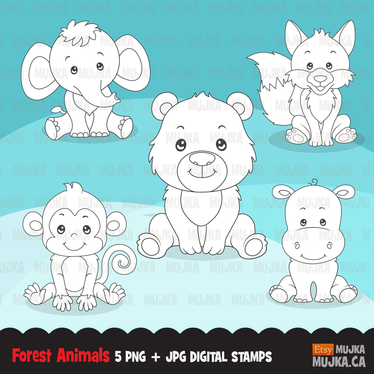 Forest Animal digital stamps – MUJKA CLIPARTS