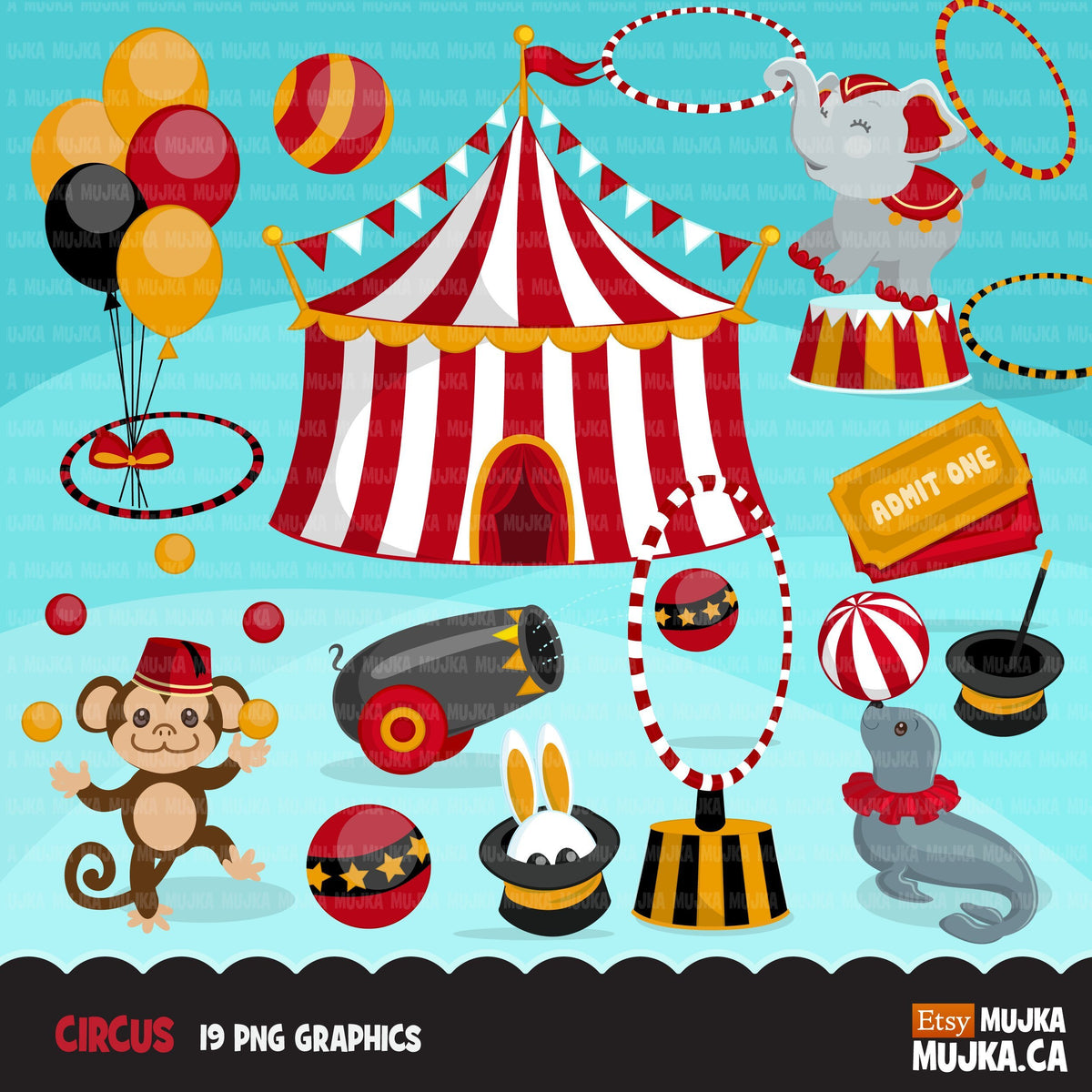 Circus Clipart Big top carnival graphics, circus animal – MUJKA CLIPARTS