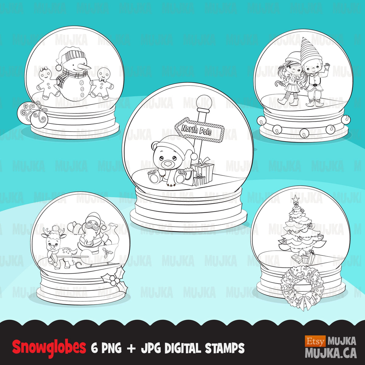 Christmas snow globe digital stamps winter – MUJKA CLIPARTS