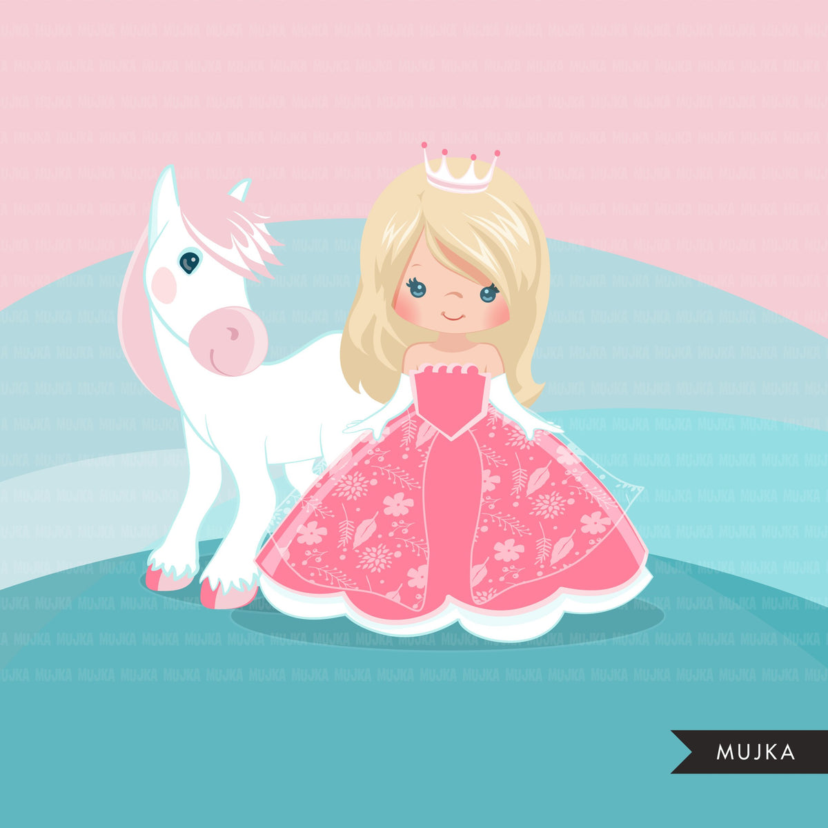 Fairy Tale Princess Clipart, girl in pink dress – MUJKA CLIPARTS