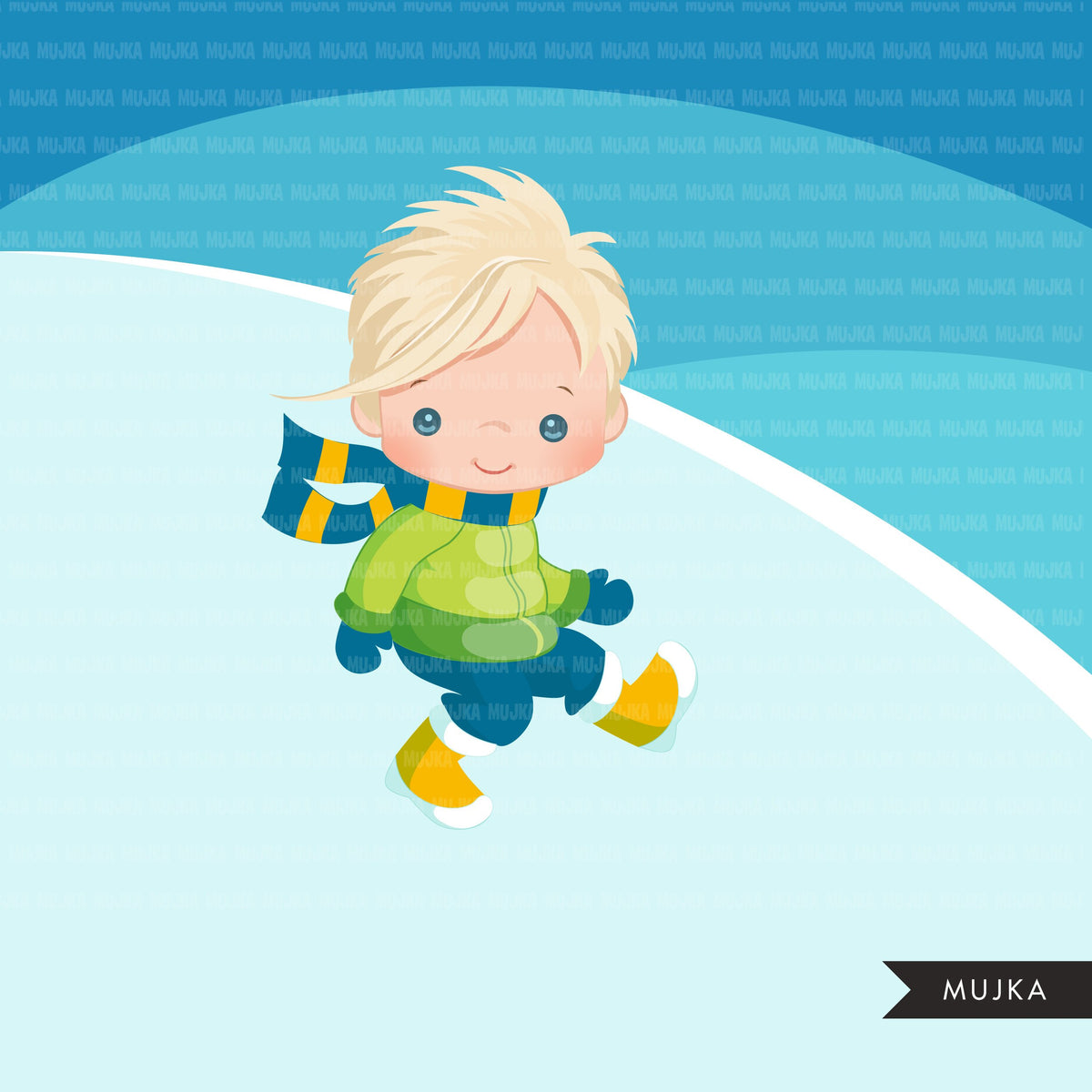 Winter sled snow boys clipart – MUJKA CLIPARTS