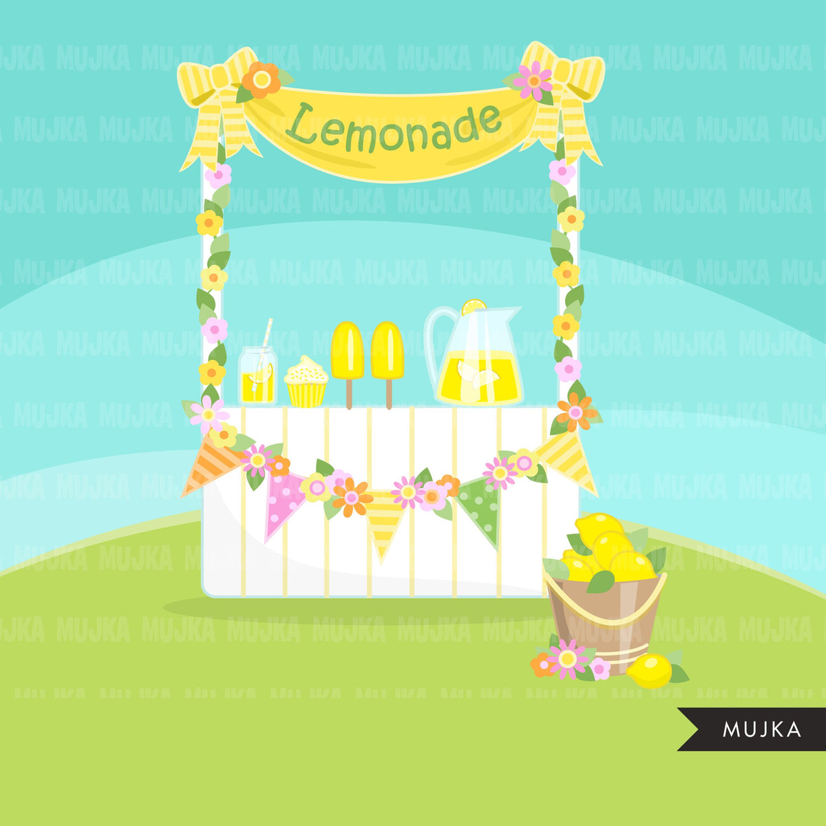 Blonde Girl At Lemonade Stand Clipart Spring Summer Mujka Cliparts