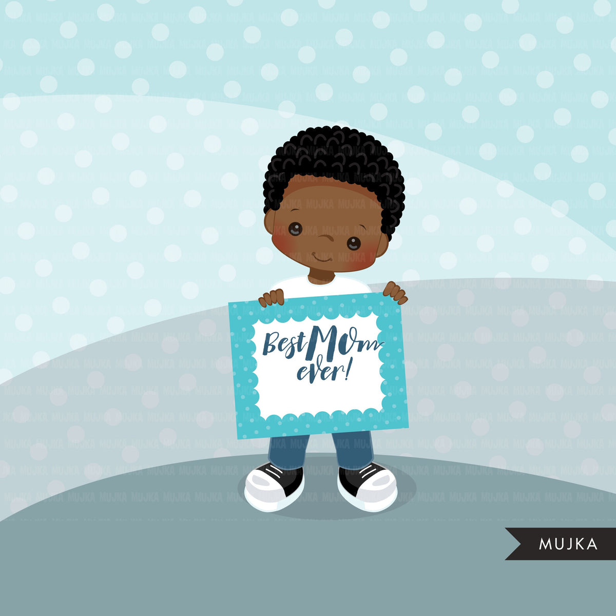 Mother's Day Clipart, little boy, HOLDING FRAMES – MUJKA CLIPARTS