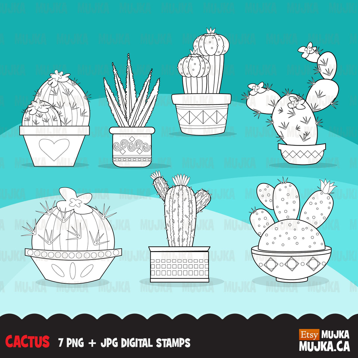 Cactus Digital Stamps – MUJKA CLIPARTS