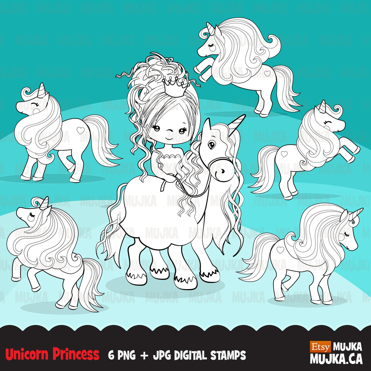 Unicorn Digital Stamps, animal – MUJKA CLIPARTS
