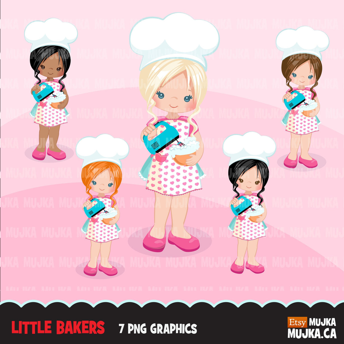 Baking Clipart, Cute baker girls with baking tools – MUJKA CLIPARTS