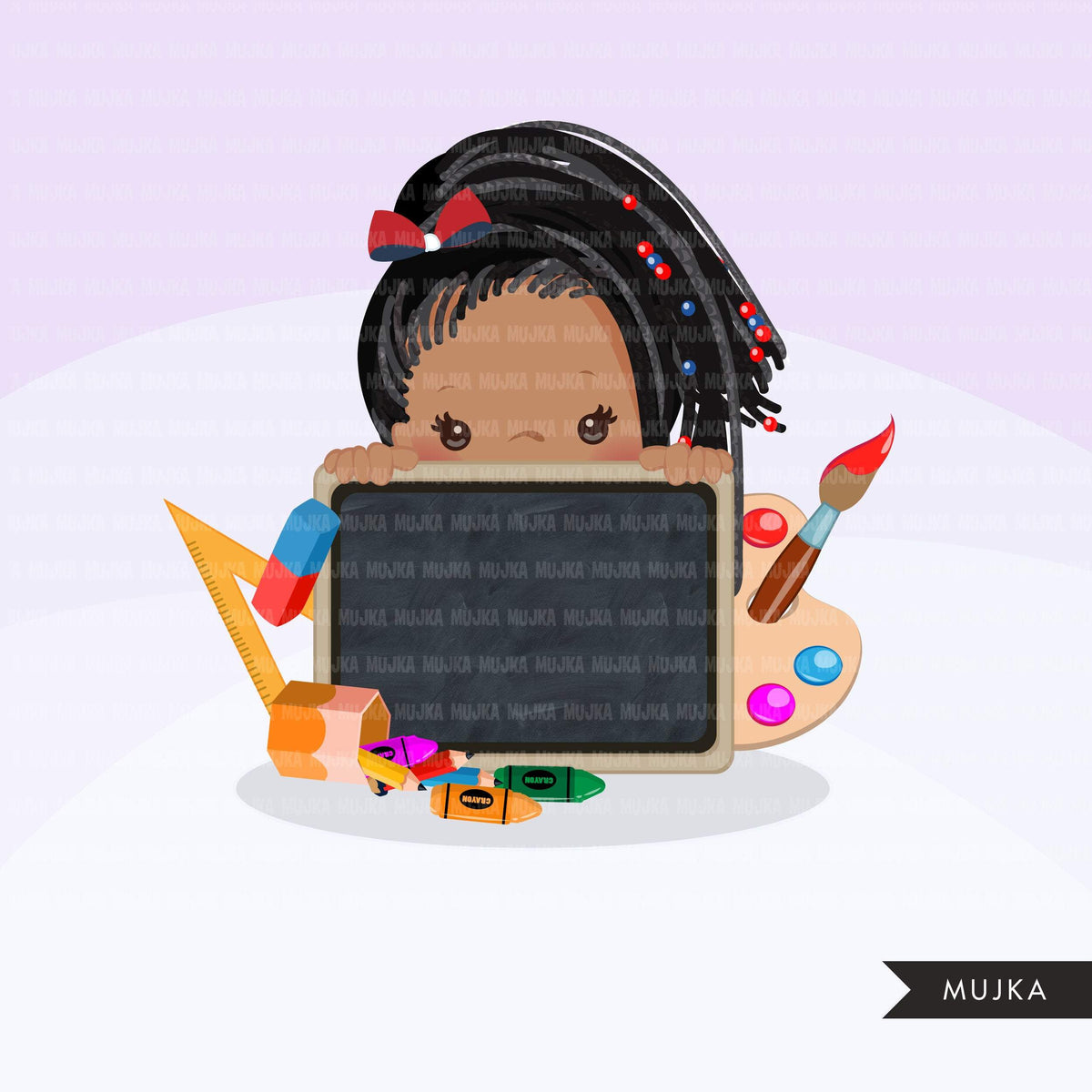 Back to school clipart peeking black students Afro Girl students black ...