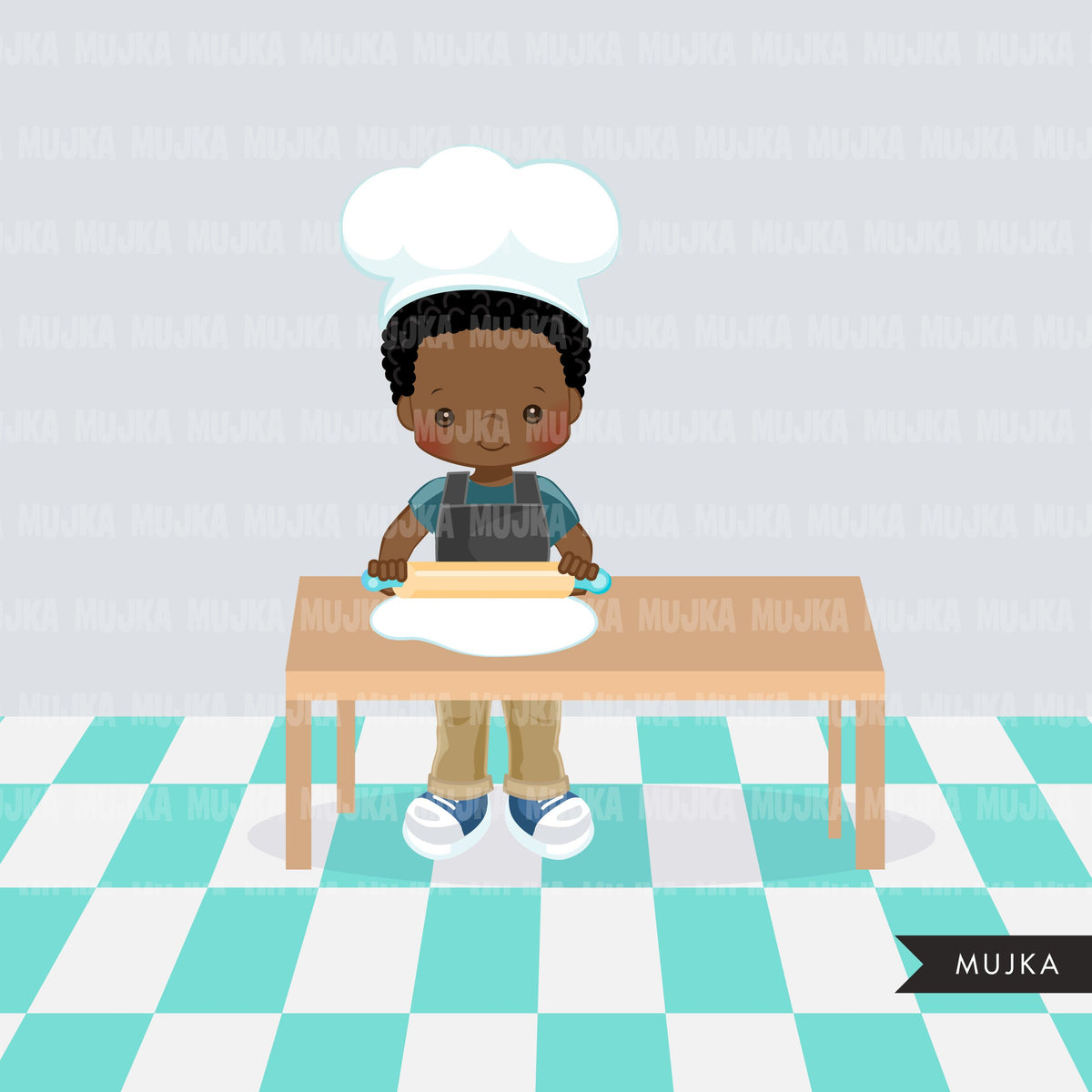 Baking Clipart, Cute baker boy characters, kitchen chores, baking part ...