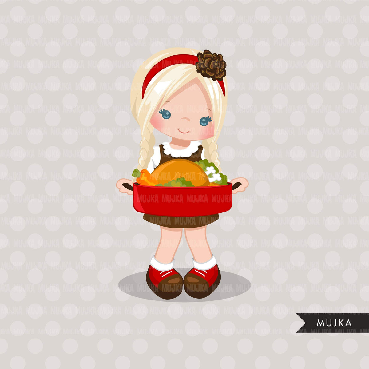 Thanksgiving Dinner Girls Clipart – MUJKA CLIPARTS