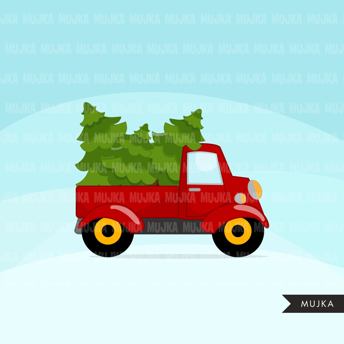 Christmas Trucks clipart, cute red barn trucks filled with Christmas t ...