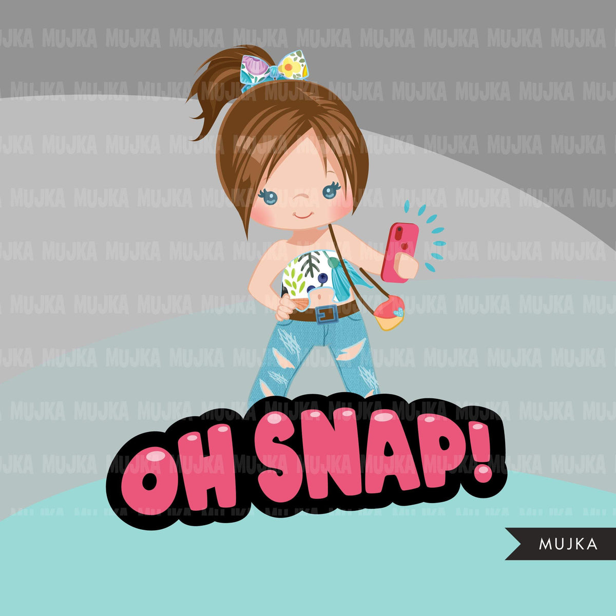 Selfie clipart, little girl taking a selfie, cellphone, oh snap, wordi ...