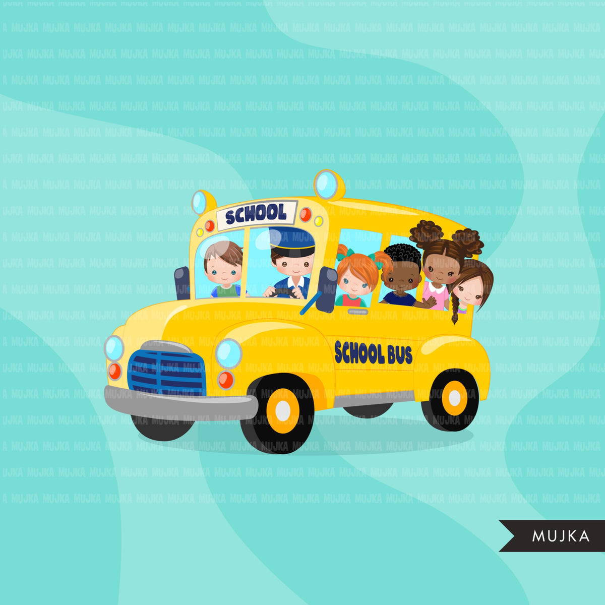 Back to school Clipart, school bus clip art, students, boy, girl with ...