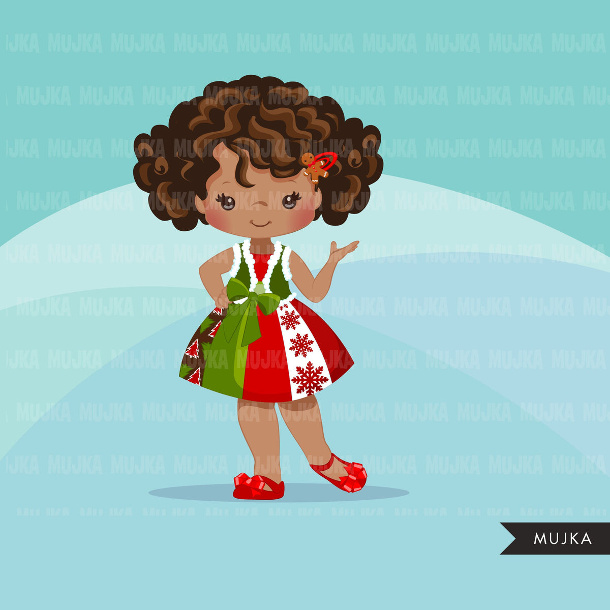 Christmas Clipart, black girl christmas outfit, Noel graphics, Holiday ...