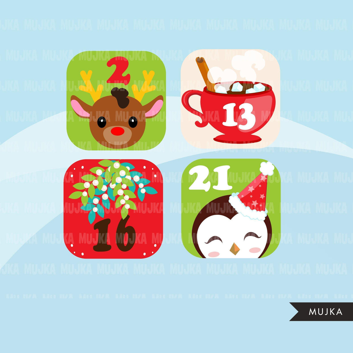 Christmas Clipart, Advent Calendar graphics, Noel graphics, png sublim ...