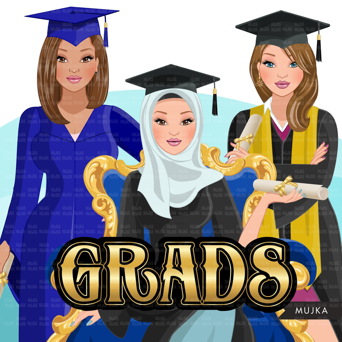 Graduation clipart, Graduates 2021, Grads friends, woman graduates Sub ...