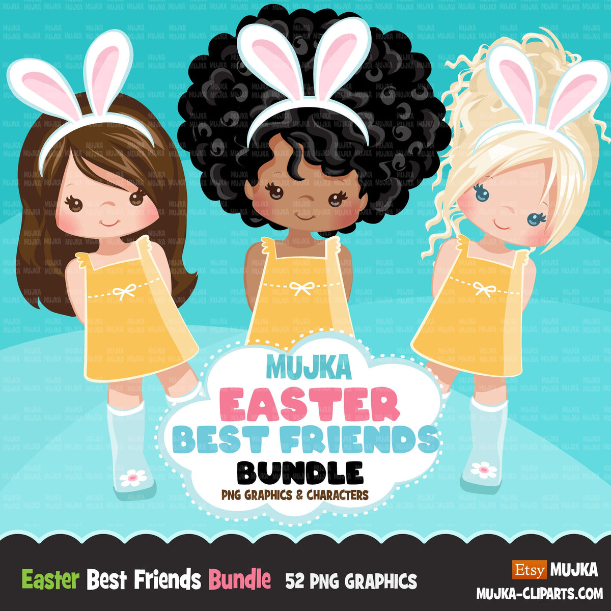Easter clipart bundle, Best friends designs, easter bunny ears, black ...