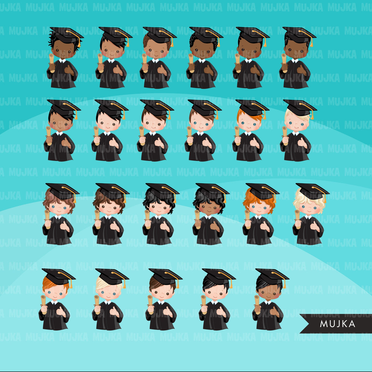 Graduation clipart bundle, grads sublimation designs digital download ...