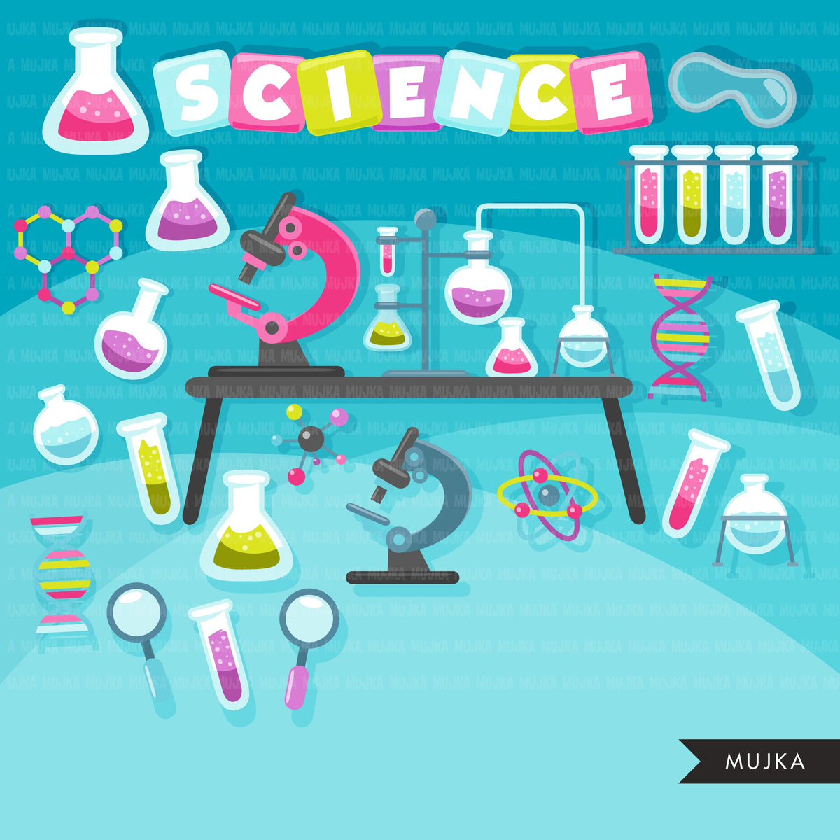 Science clipart bundle, school graphics, laboratory bundle sublimation ...
