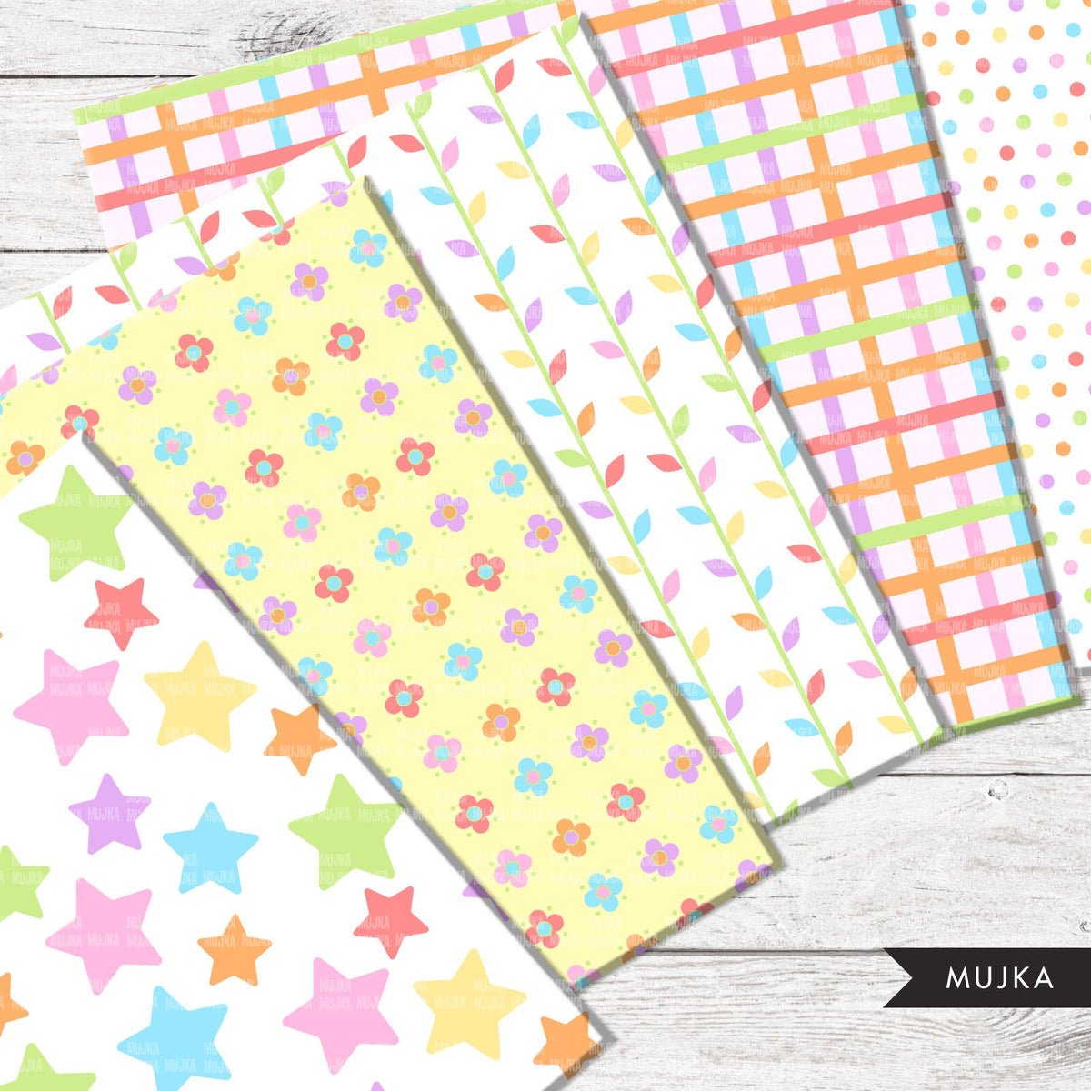 Rainbow Digital papers, seamless pastel rainbow pattern, digital paper ...