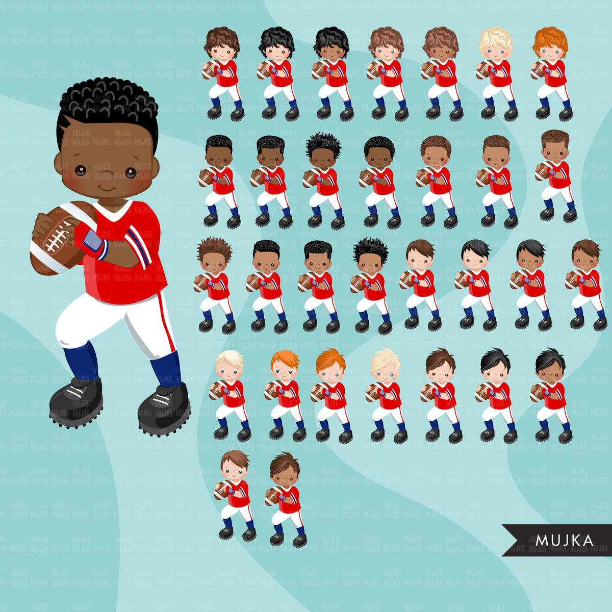 American Football Clipart Bundle, American football players, sports su ...